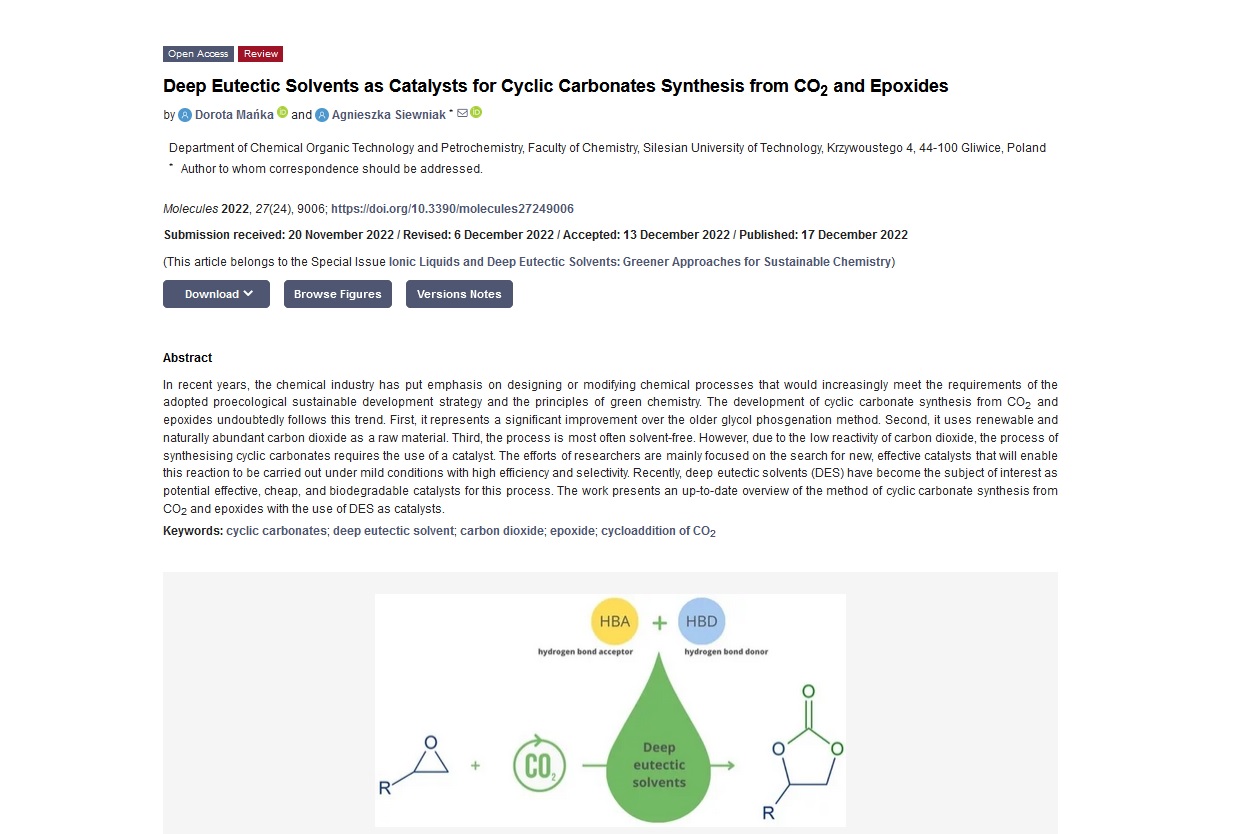 Artykuł przeglądowy w Molecules MDPI z udziałem naszej studentki | Katedra Technologii ...